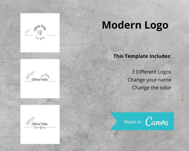 DIY Logo Design, Text Logo, Modern Logo, Signature Logo, Editable Canva ...