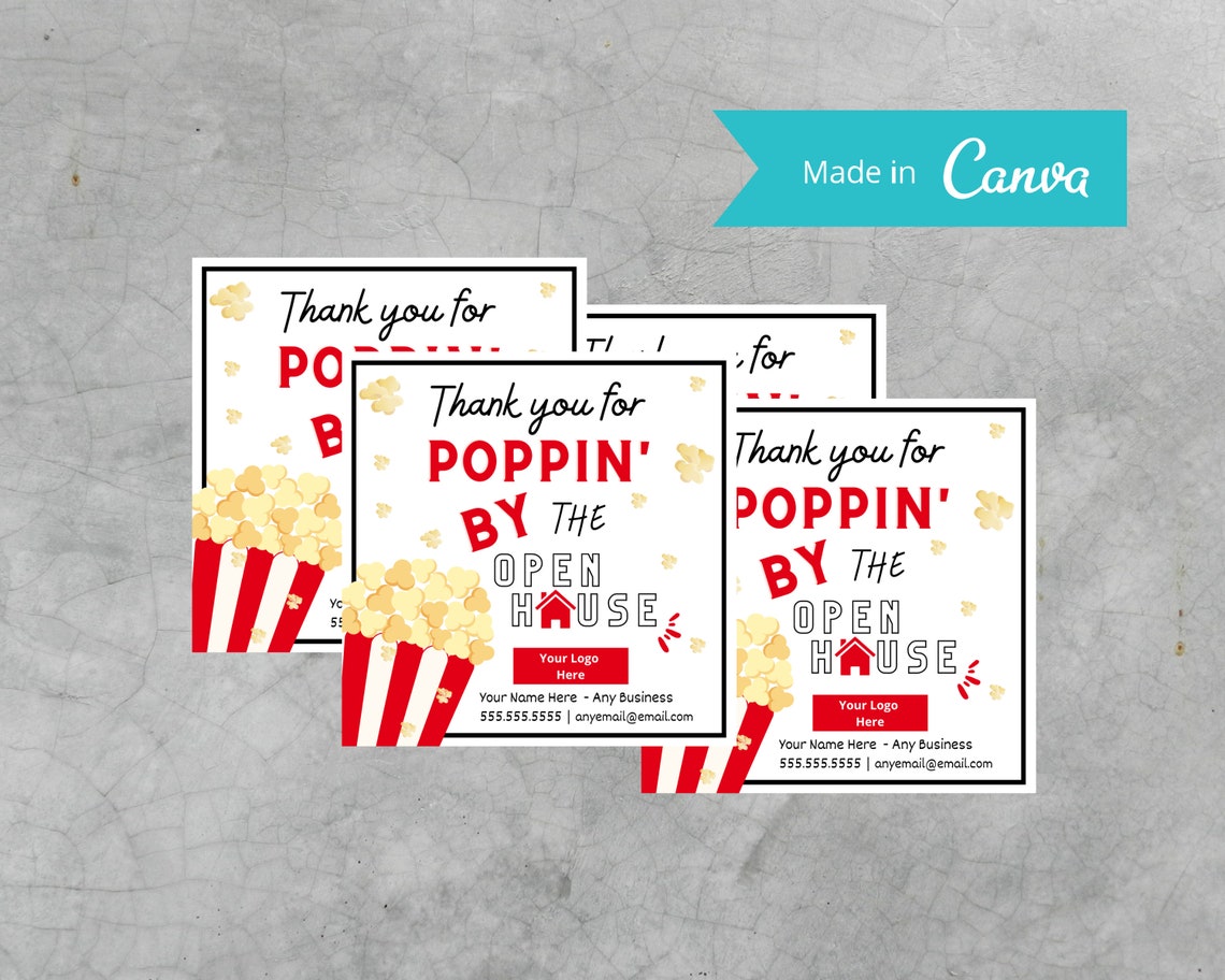 Thank You for Poppin' by the Open House Realtor Gift Tag, Popping by ...