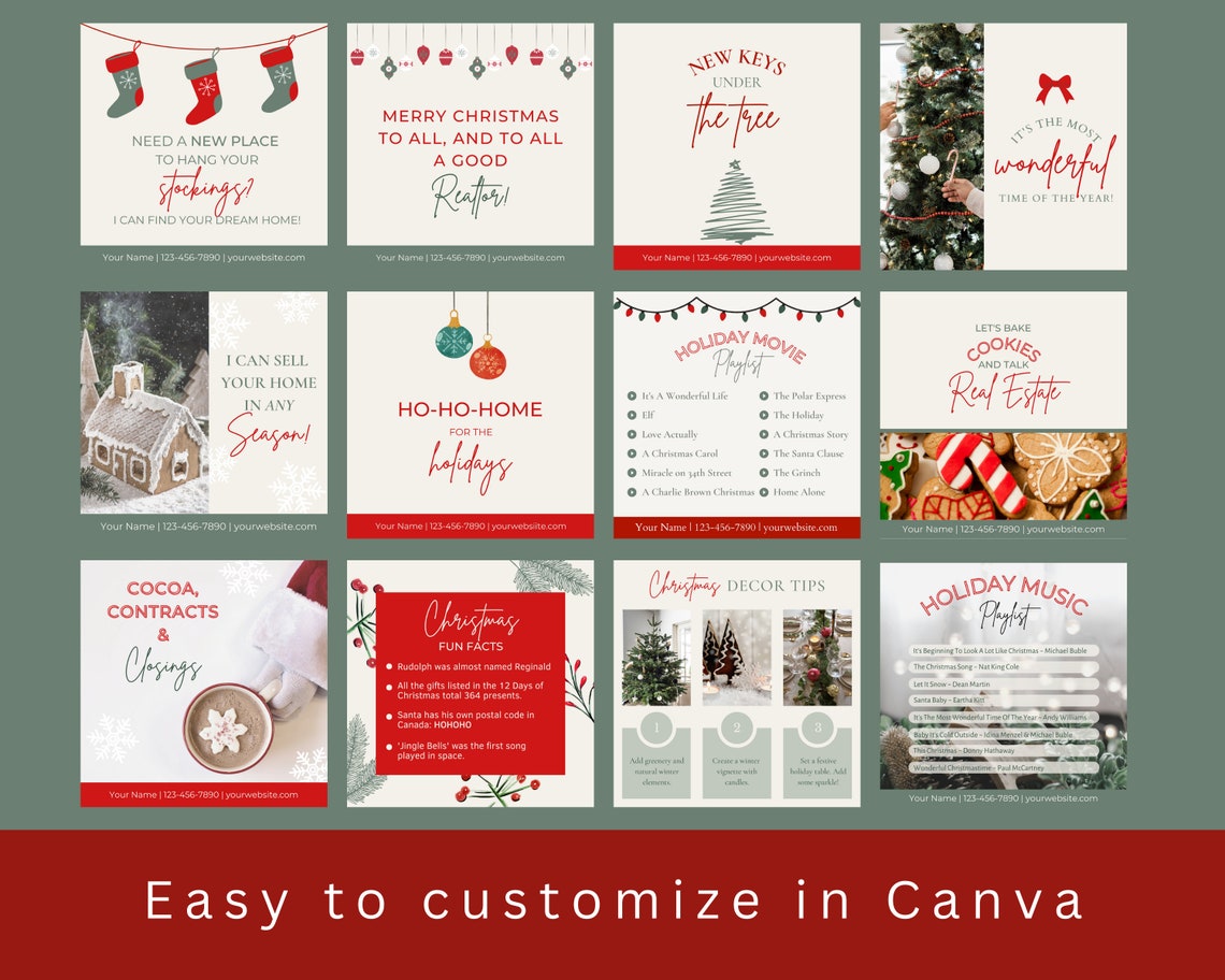 25 Christmas Real Estate Instagram Posts Real Estate Marketing Canva ...