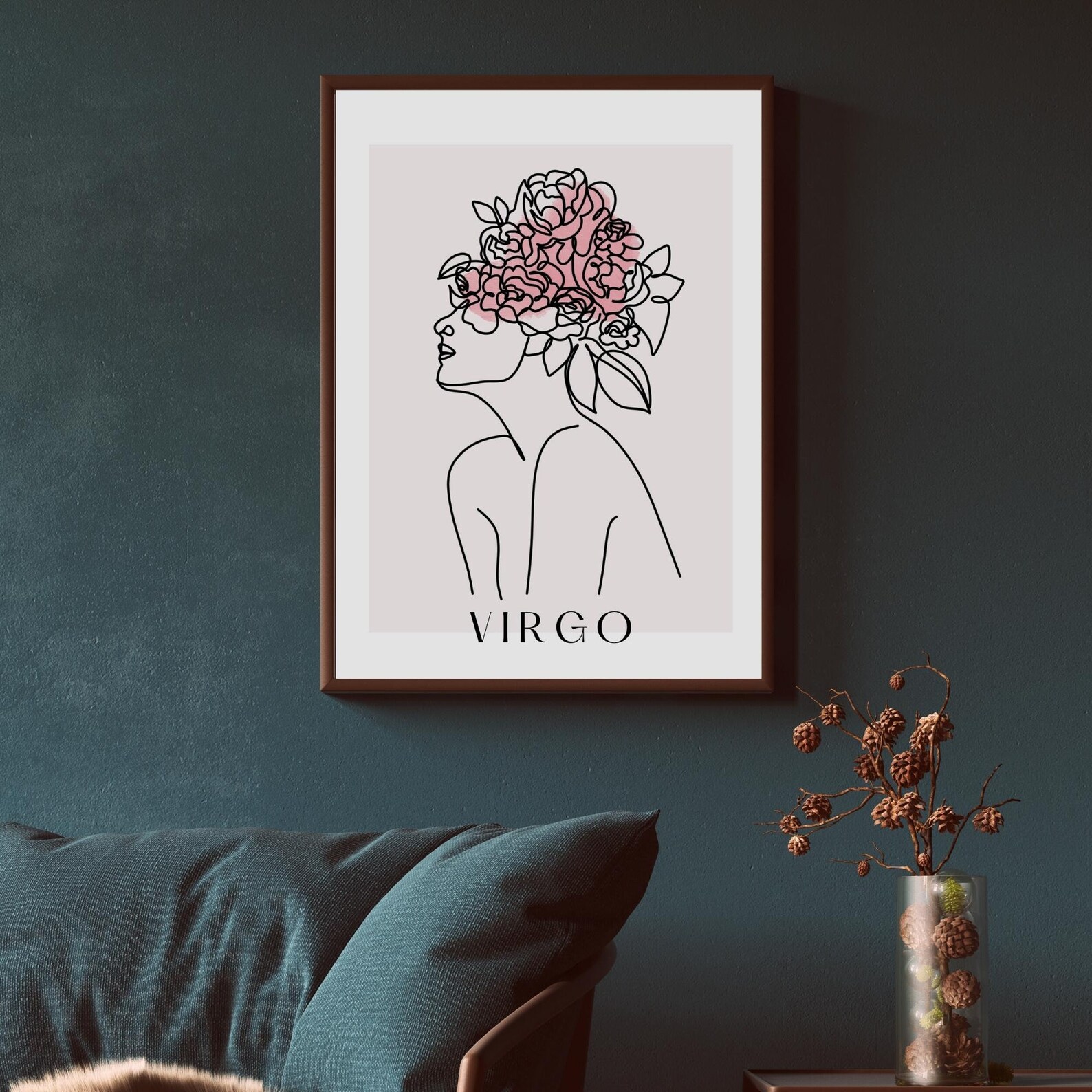 Virgo Illustration Print, Beautiful Line Printable Art, Star Sign Print ...