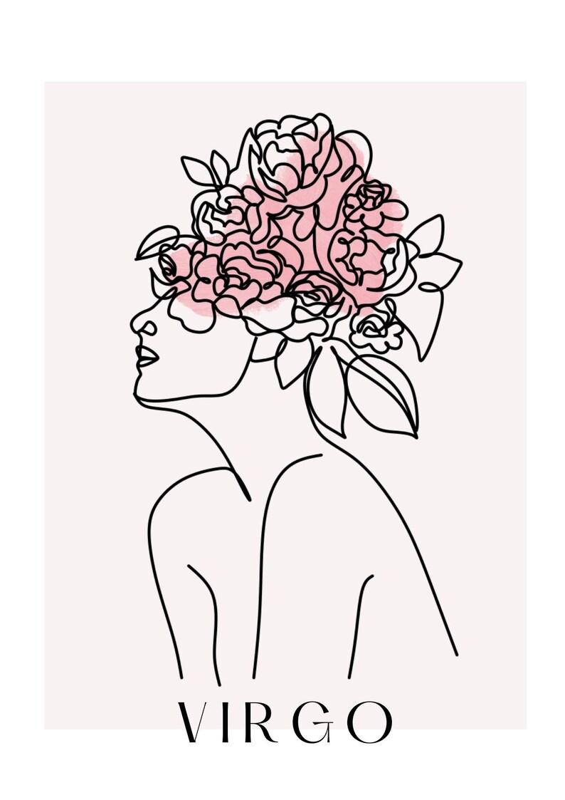 Virgo Illustration Print, Beautiful Line Printable Art, Star Sign Print ...