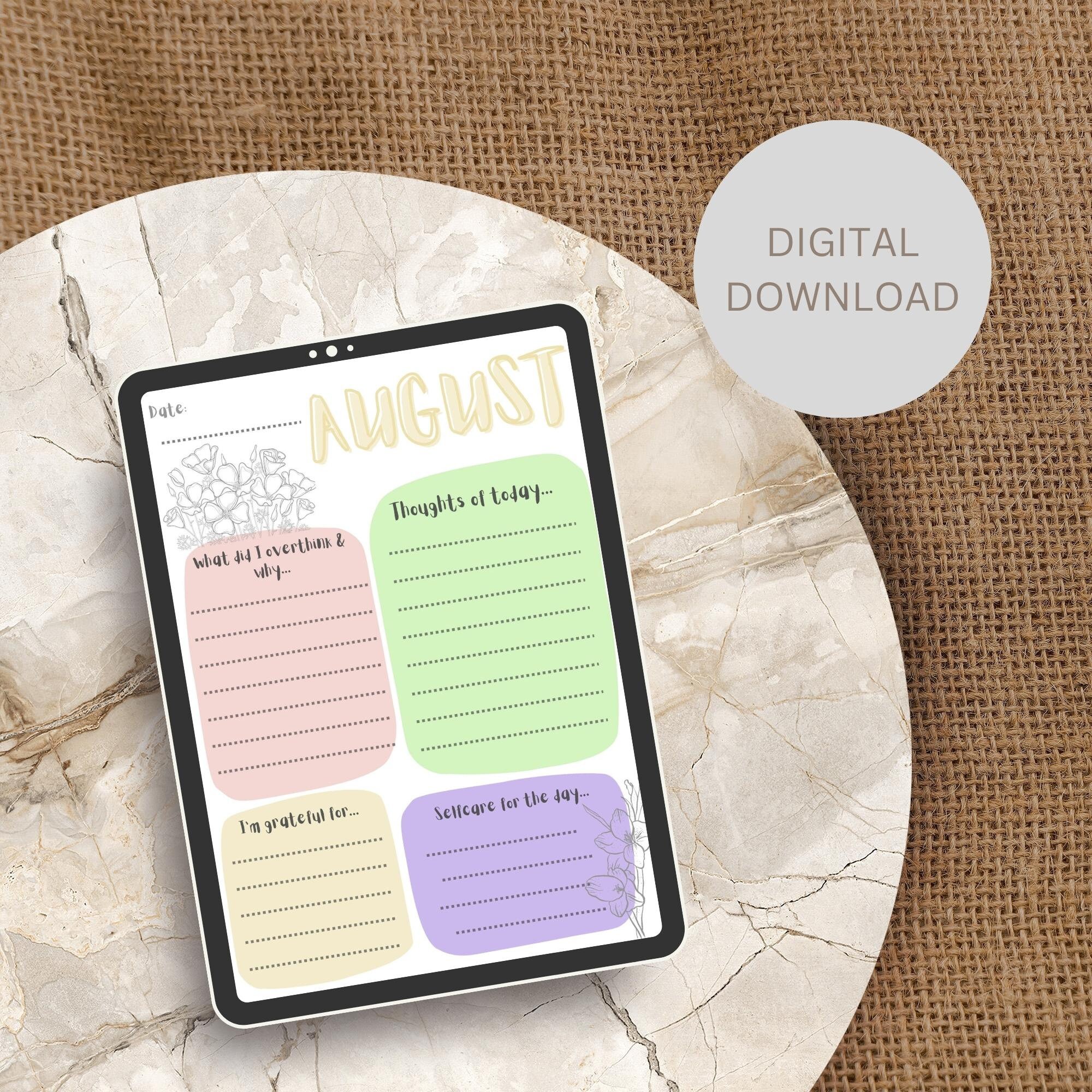 Self-care Check in Journal, Overthinking Journal Printable, Check in ...