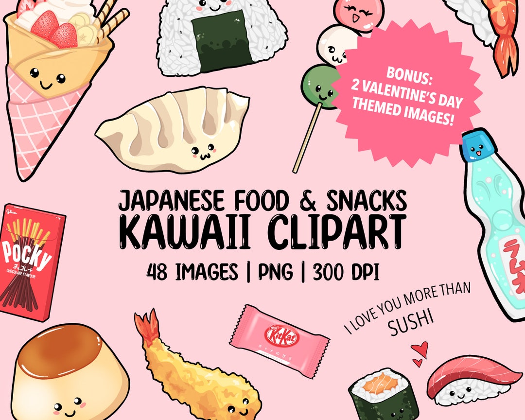 Cute Japanese Food Clipart, Kawaii Digital Journal PNG Stickers, Sushi ...