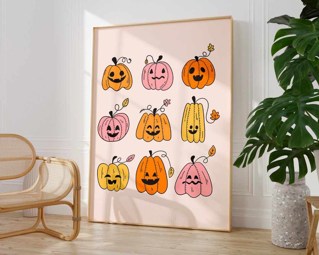 Pastel Pink Halloween Wall Art, Spooky Witchy Decor, Fall Season ...