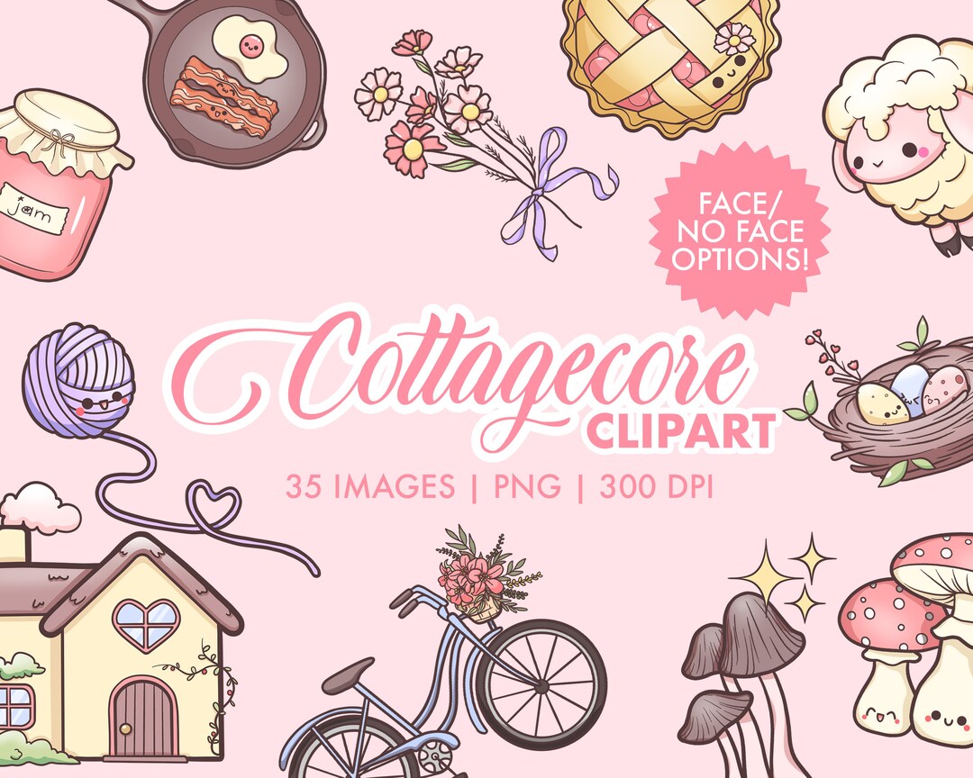 Cottagecore Clipart, Springtime Kawaii Stickers, Digital Planner ...