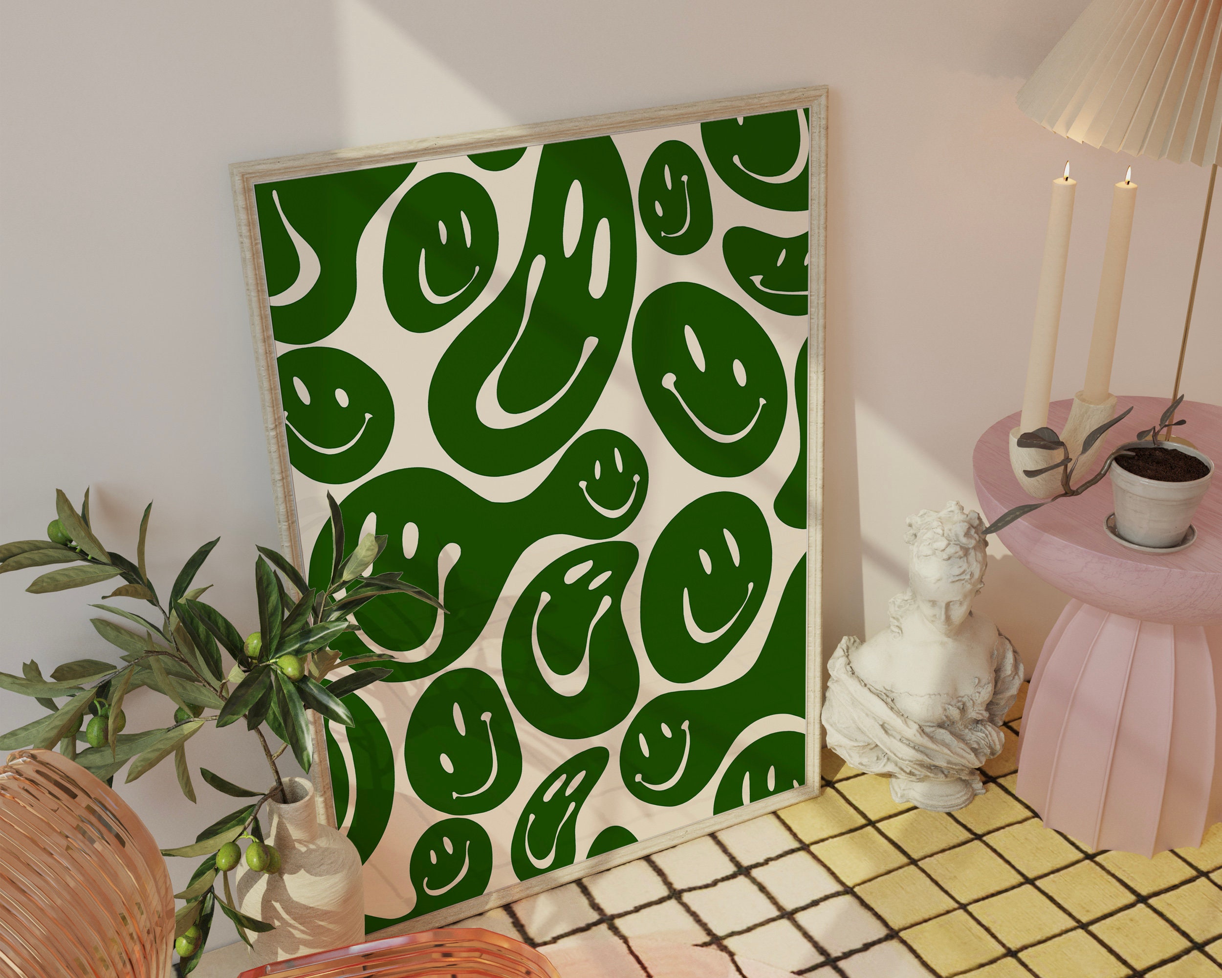 Retro Smiley Faces Poster, Preppy Room Decor for Aesthetic Teen Girl ...