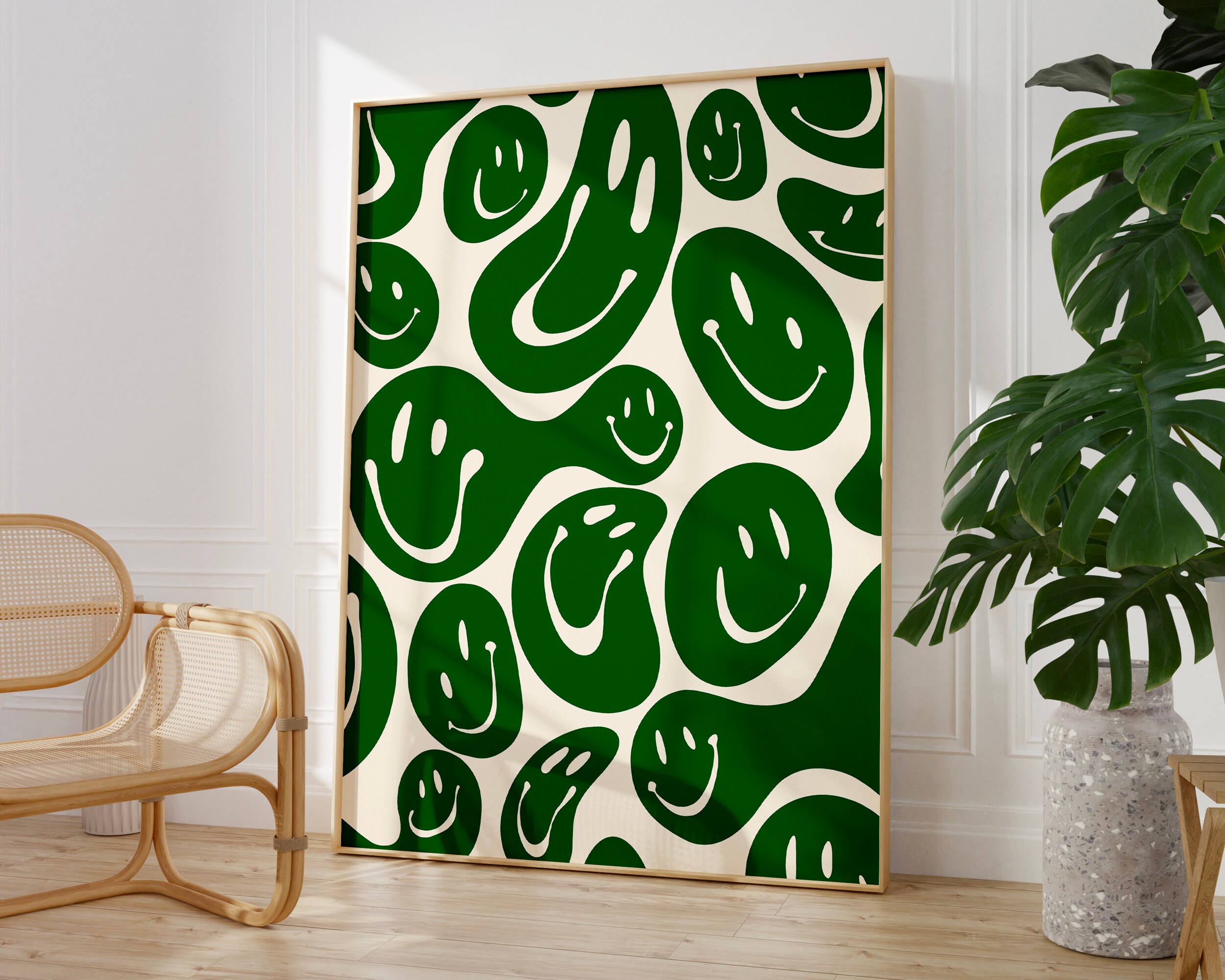 Retro Smiley Faces Poster, Preppy Room Decor for Aesthetic Teen Girl ...