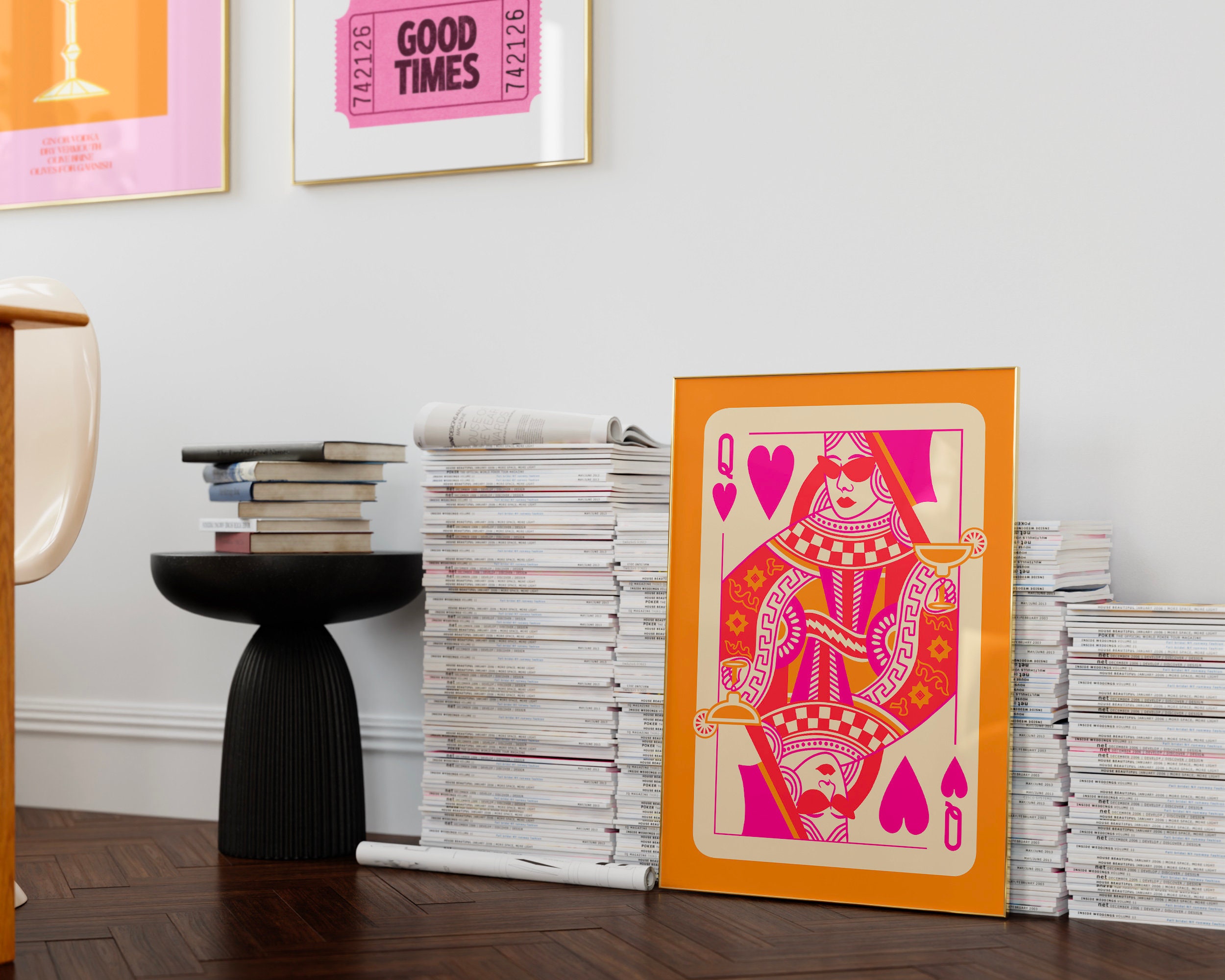 Queen of Hearts Playing Card Poster Maximalist Wall Art Pink - Etsy ...