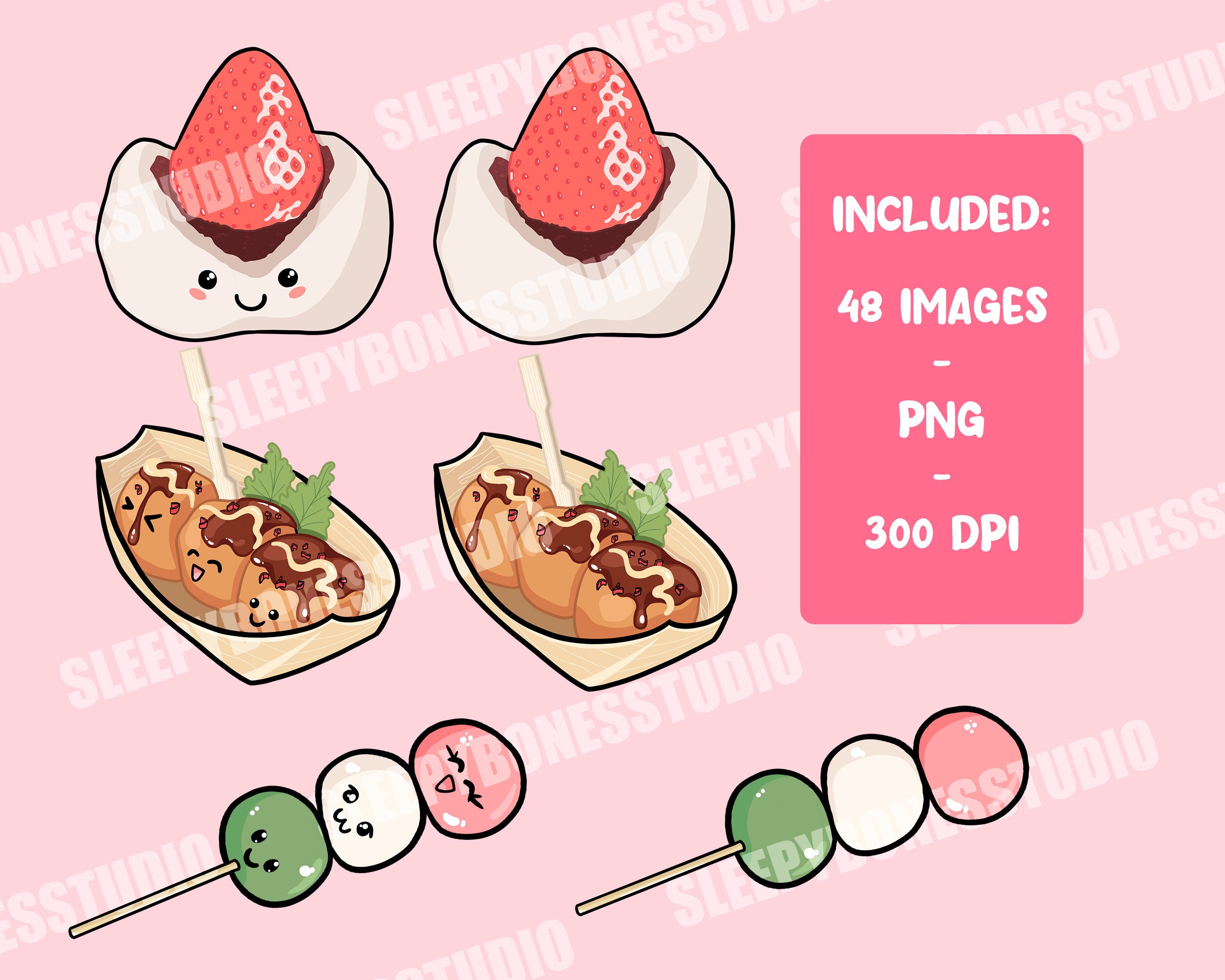 Kawaii Japanese Food Clipart Set Stickers for Scrapbooking - Etsy