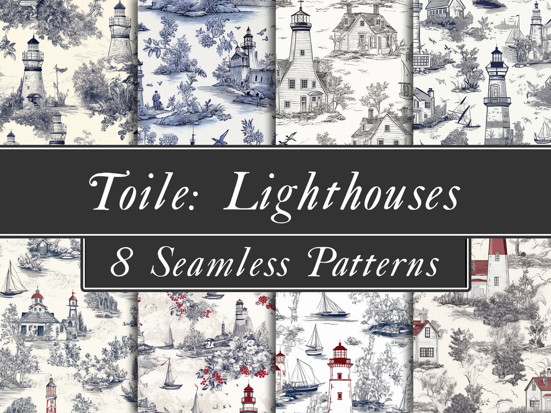 Digital Paper Lighthouse Seamless Pattern Light House Seamless Pattern ...