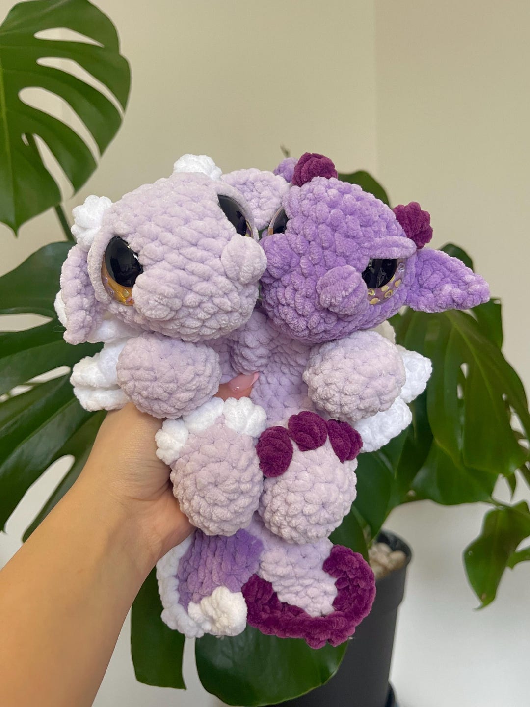 Crochet Two-headed Dragon Snuggler Amigurumi Cute Soft Handmade Stuffed ...