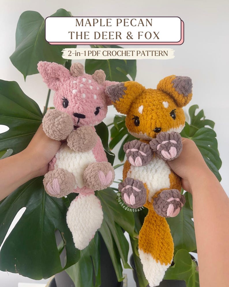 Maple Pecan Fox & Deer Snuggler PDF Crochet Pattern || 2-in-1 PDF FILE ...
