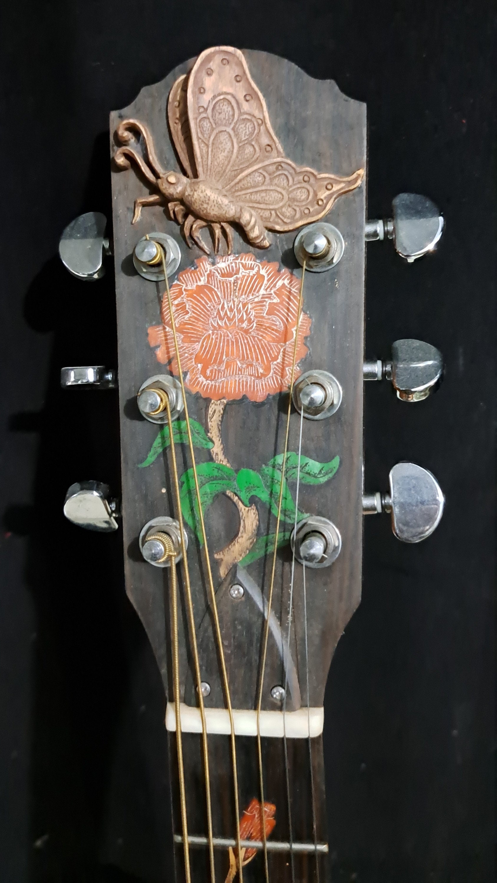 Blueberry Handmade Archtop Acoustic Guitar Butterfly Motif Grand ...