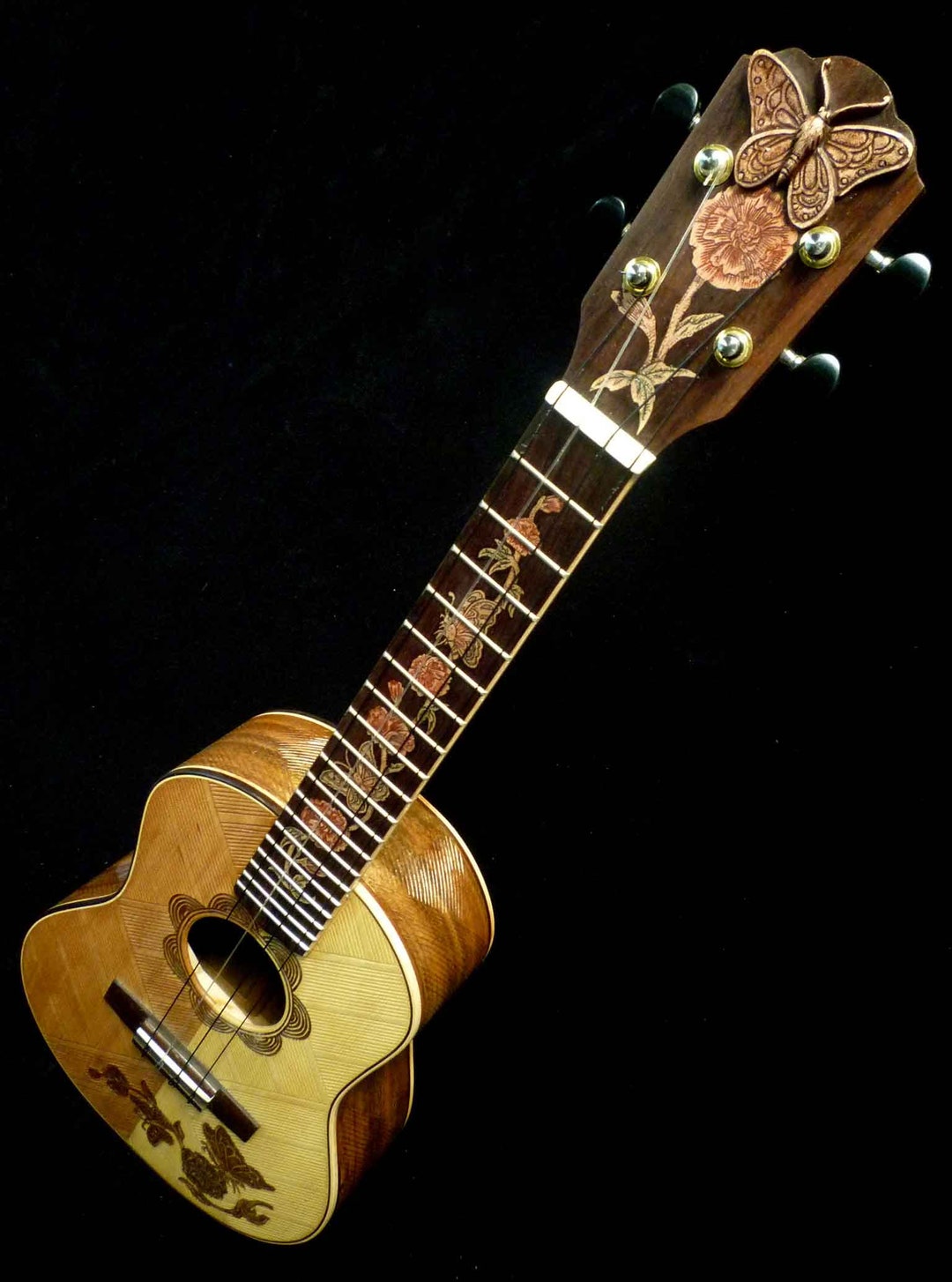 Blueberry Handmade Ukulele Butterfly Motif - Etsy