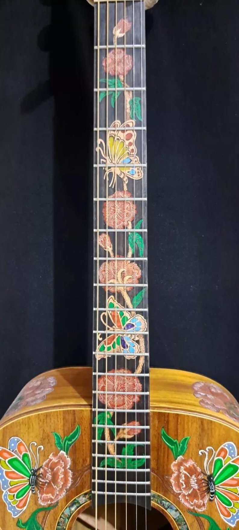 Blueberry Handmade Grand Concert Acoustic Guitar Butterfly Motif - Etsy