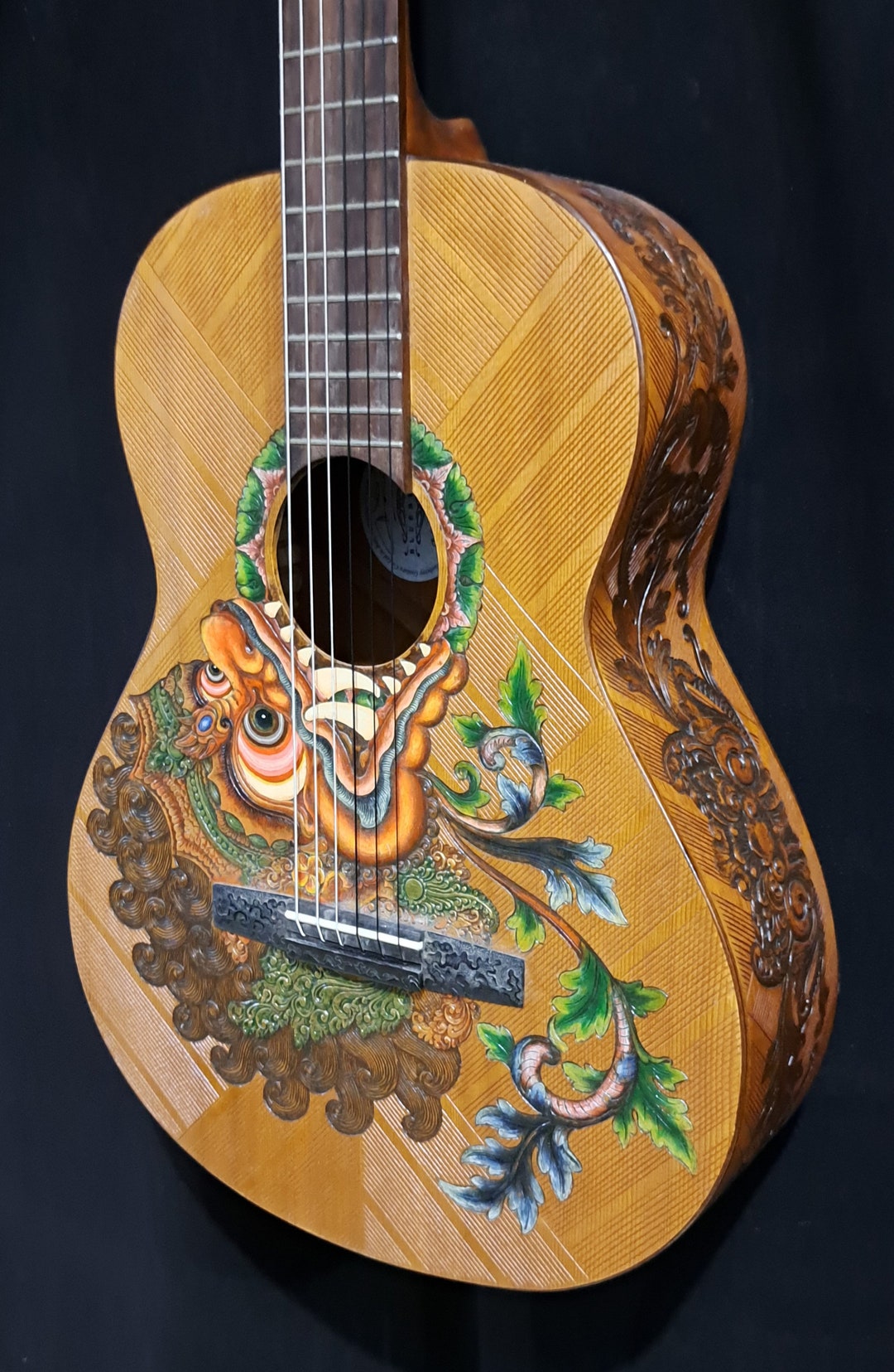 Blueberry Handmade Classical Guitar Nylon Strings Balinese Motif - Etsy