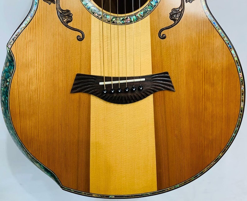 Handmade Acoustic Guitar: Floral Inlay, Paua Shell, Grand Concert - Etsy