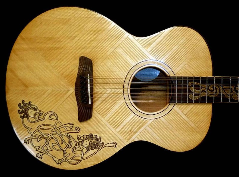 Handmade 12 String Acoustic Guitar: Celtic Motif, Grand Concert Size - Etsy