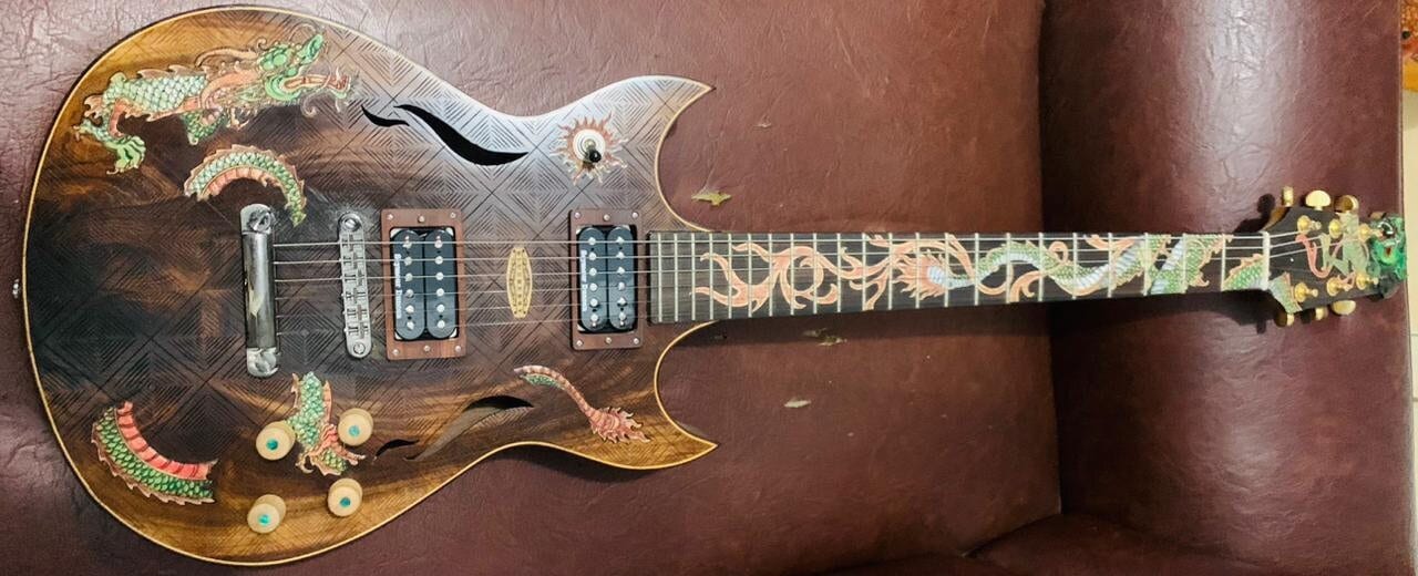 Blueberry Handmade Electric Guitar Dragon Motif - With Balinese ...