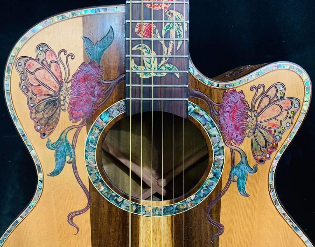 Blueberry Handmade Acoustic Guitar Grand Concert Butterfly Motif - Etsy