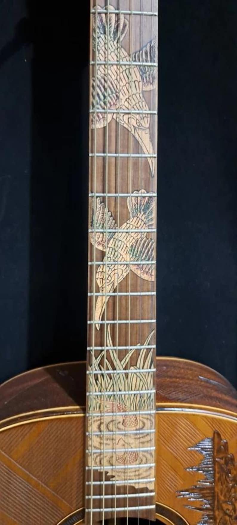 Handmade Acoustic Guitar: Bird Motif Carved Wood, Grand Concert - Etsy