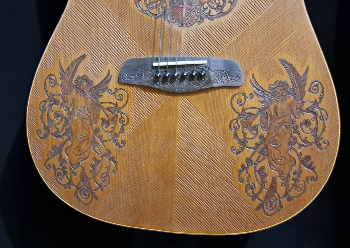 Blueberry Handmade Acoustic Guitar Dreadnought Faith Motif - Etsy