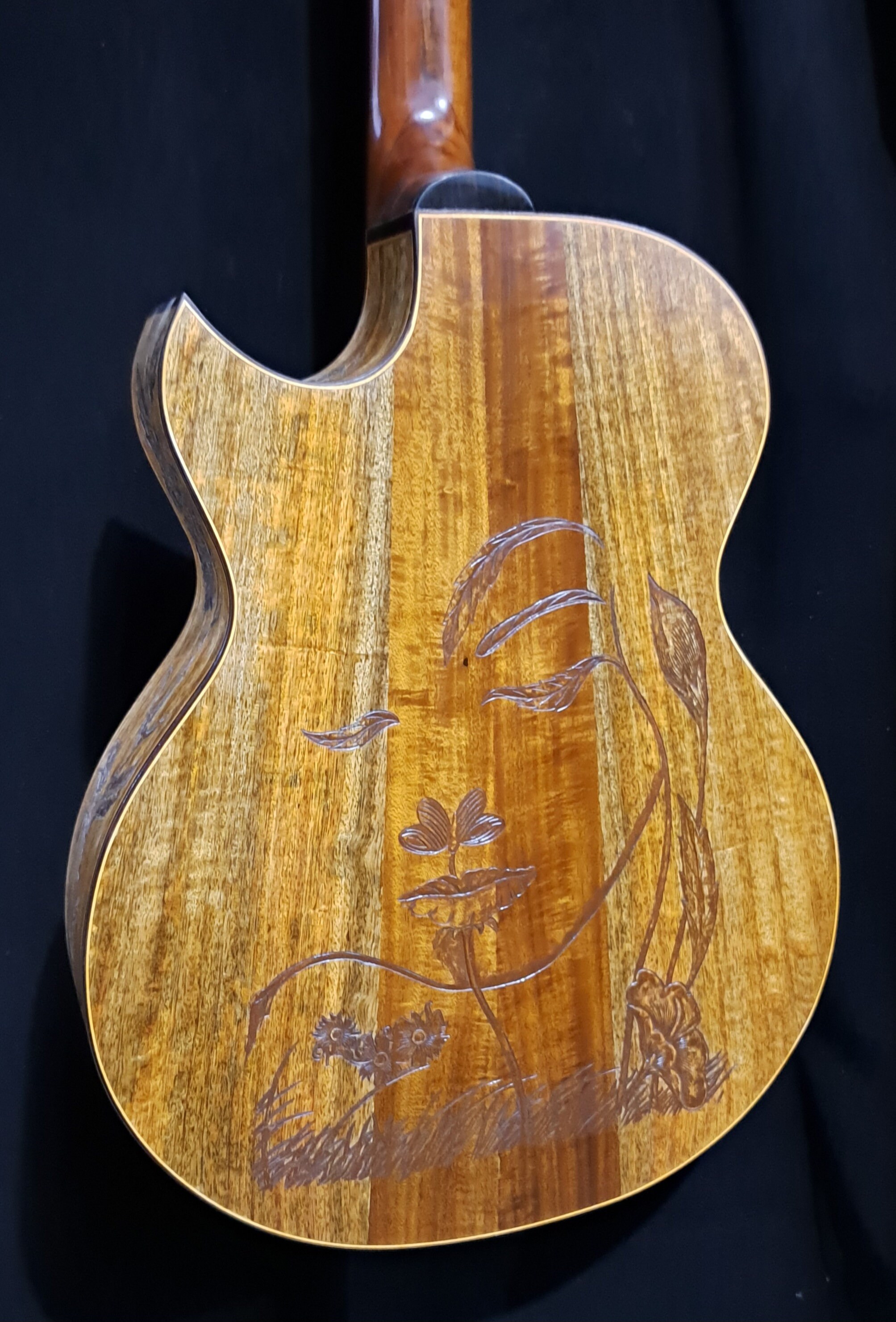 Blueberry Handmade Archtop Acoustic Guitar Butterfly Motif Grand ...