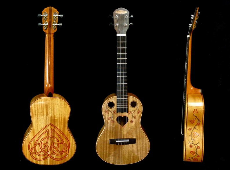 Blueberry Handmade Ukulele "love" With Balinese Koa and Macassar Ebony ...
