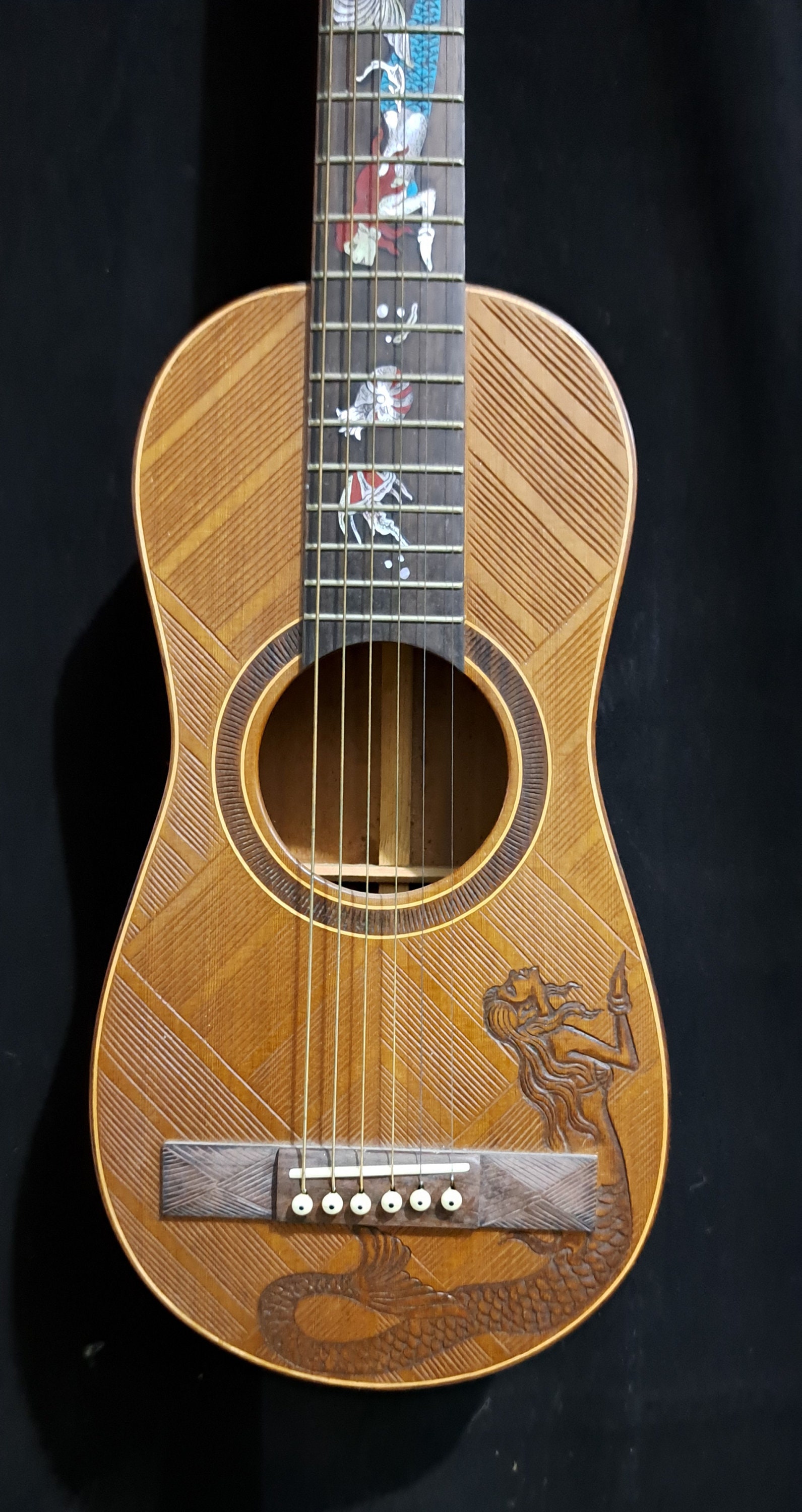 Blueberry Handmade Travel Guitar Mermaid Motif With Hard Case and ...