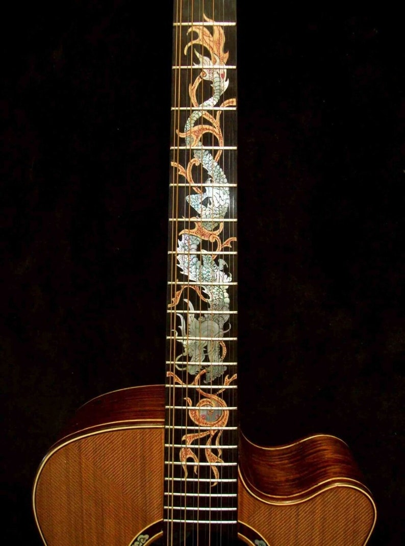 Handmade 12-string Grand Concert Guitar: Golden Dragon, Gold Leaf ...