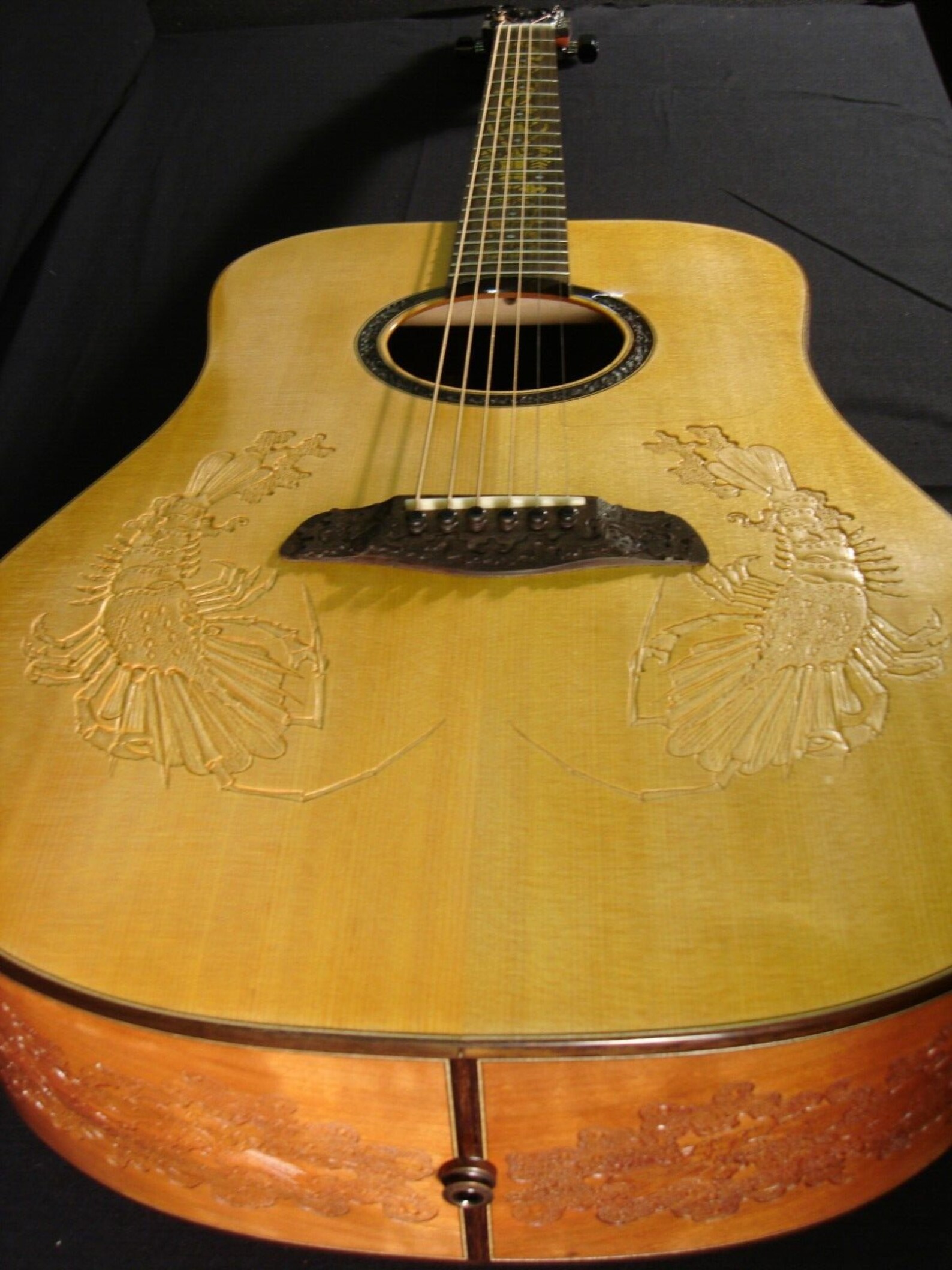 Blueberry Handmade Acoustic Guitar Dreadnought Lobster Motif With ...