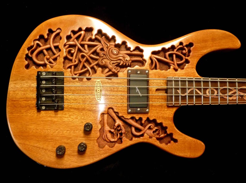 Blueberry Handmade Electric Bass Guitar Celtic Dragons With Seymour ...