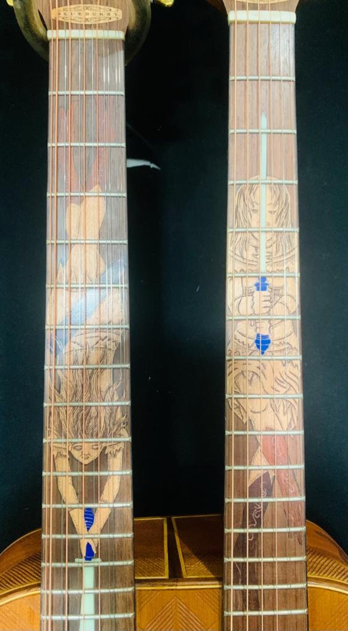 Blueberry Handmade Double Neck Acoustic Guitar 12 & 6 String ...