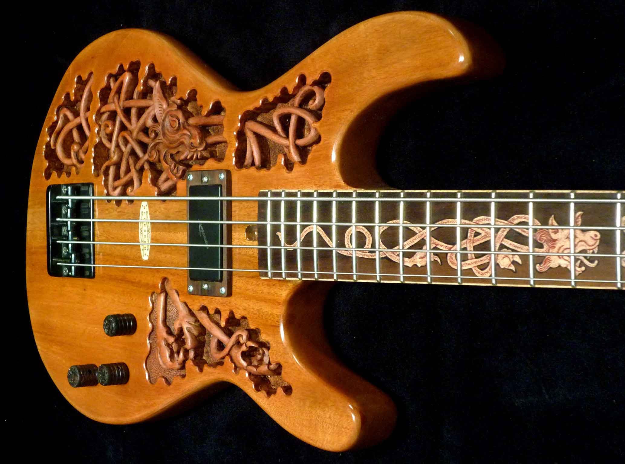 Blueberry Handmade Electric Bass Guitar Celtic Dragons With Seymour ...