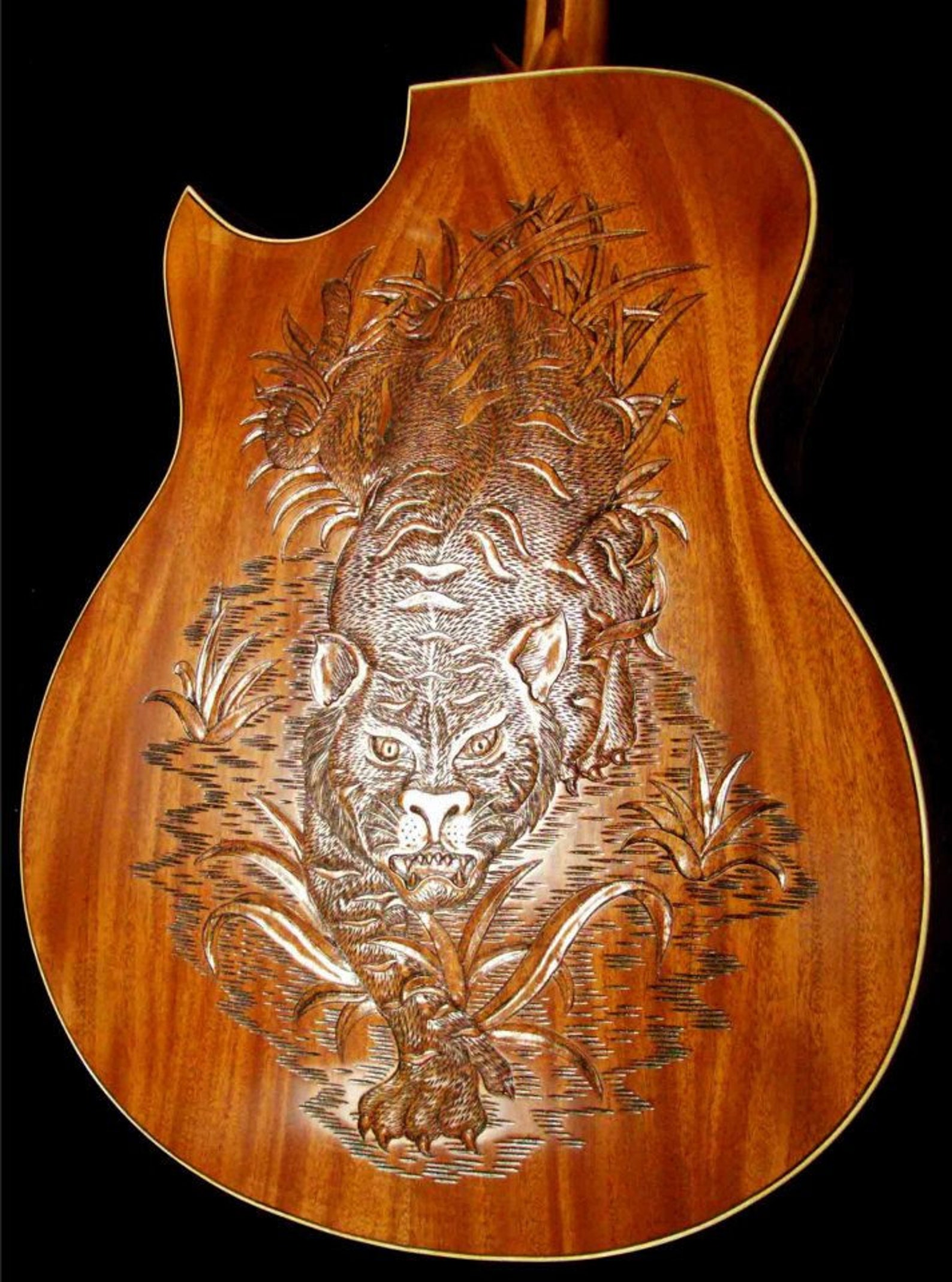 Blueberry Handmade Jumbo Guitar - Tiger Motif - Built to Order - Etsy