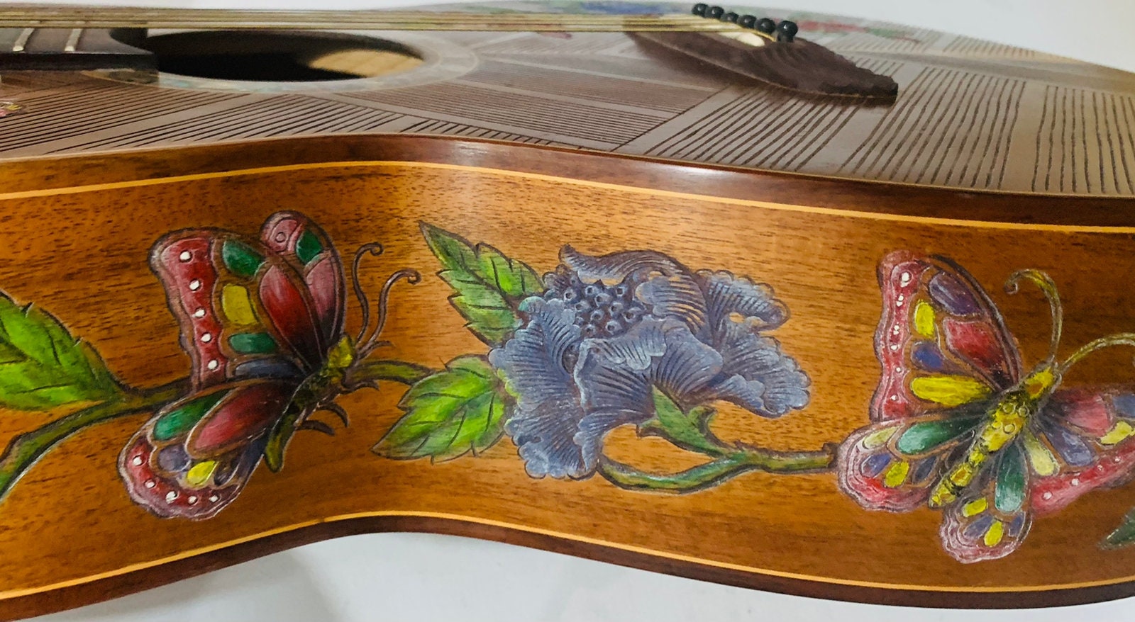 Blueberry Handmade Parlor Acoustic Guitar Floral Motif With Balinese ...