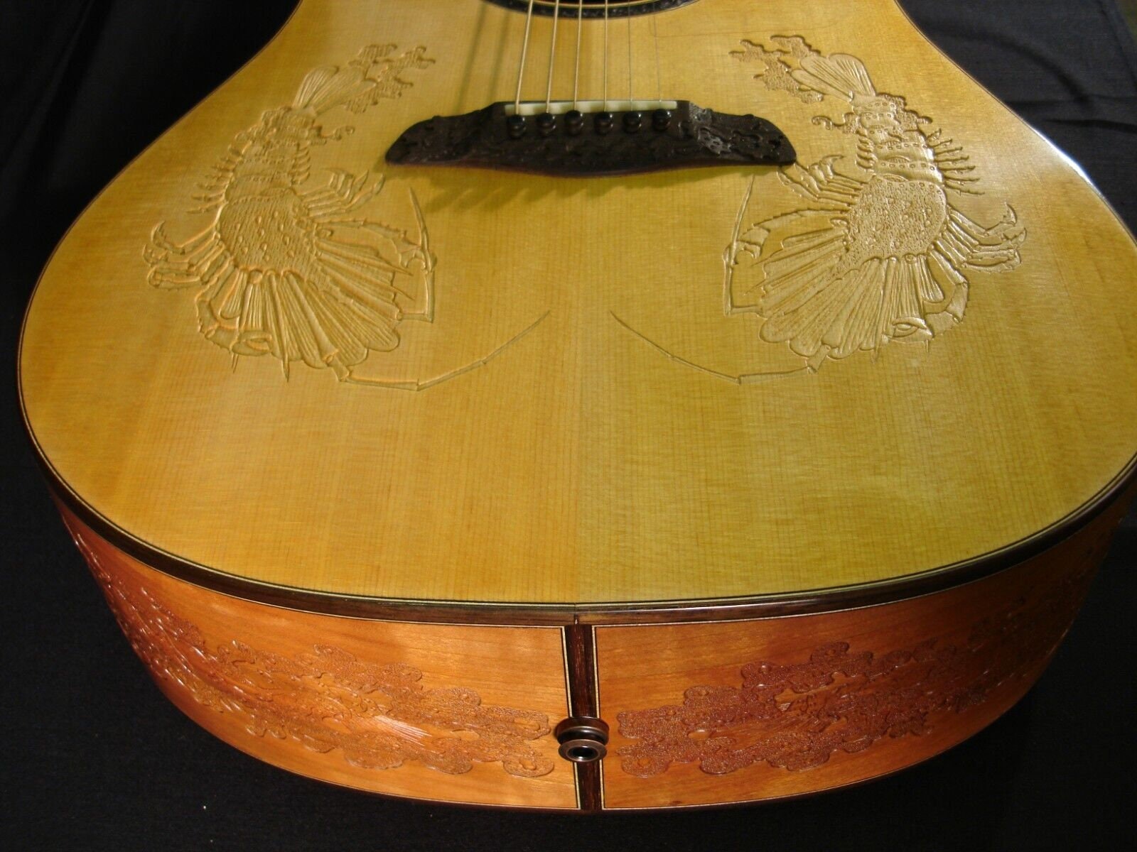 Blueberry Handmade Acoustic Guitar Dreadnought Lobster Motif With ...