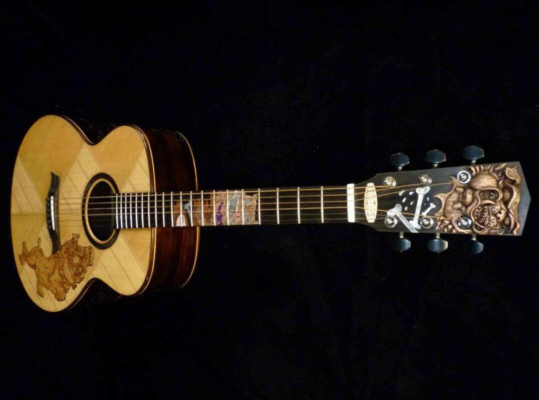 Blueberry Handmade Grand Concert Guitar Bulldog Motif Built to Order - Etsy