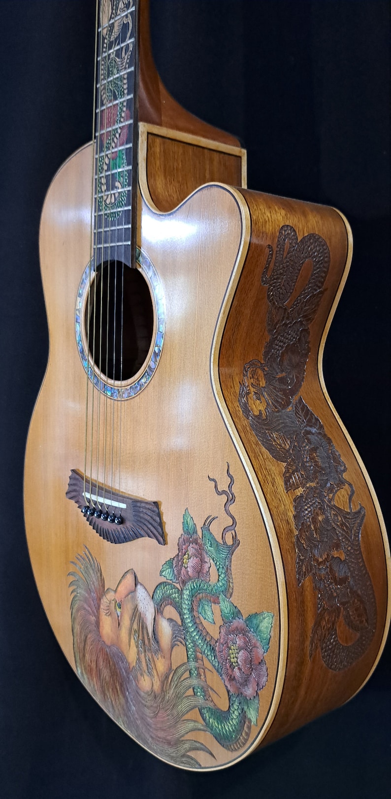 Blueberry NEW IN STOCK Handmade Acoustic Guitar Grand Concert Skull and ...