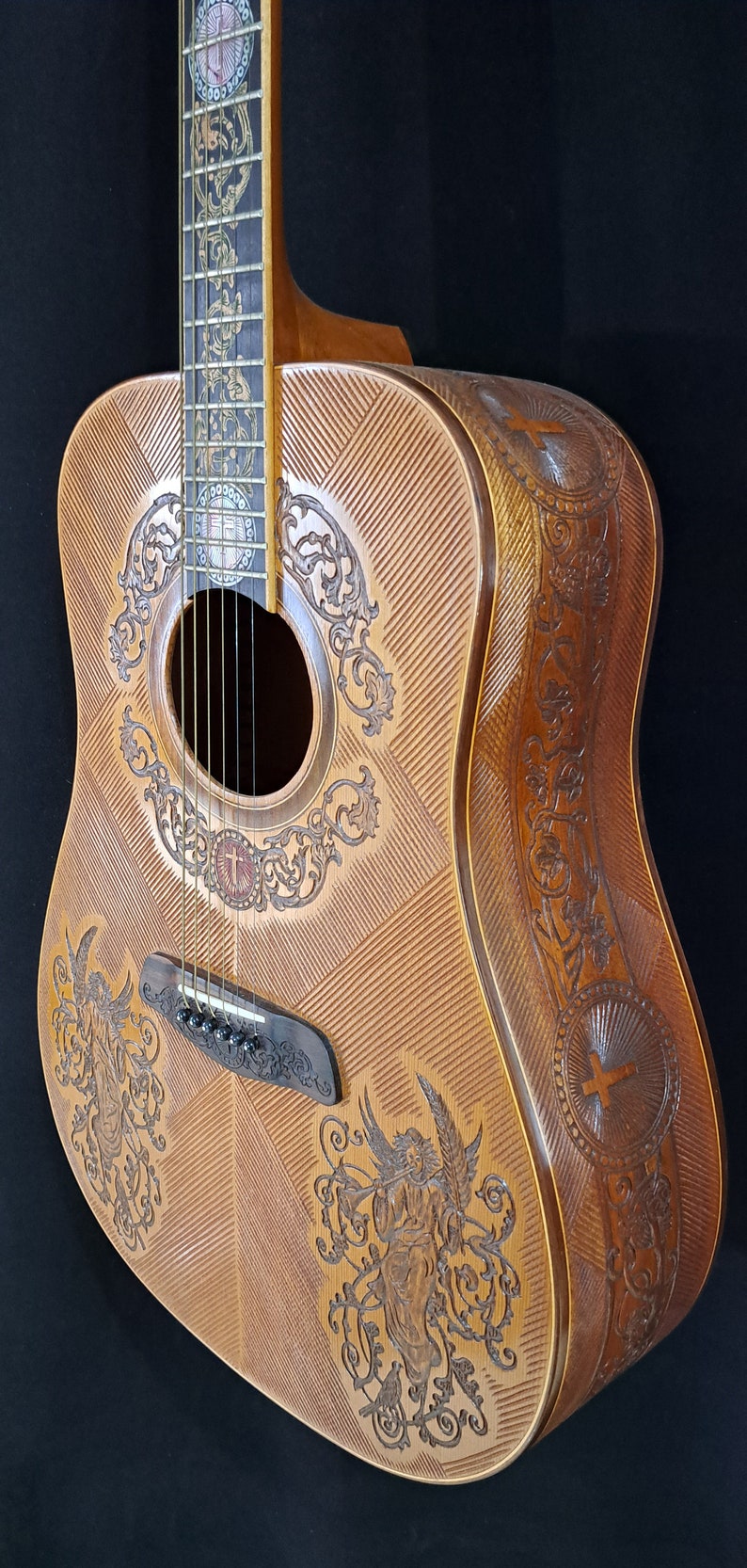 Blueberry NEW IN STOCK Handmade Acoustic Guitar Dreadnought Faith Motif ...