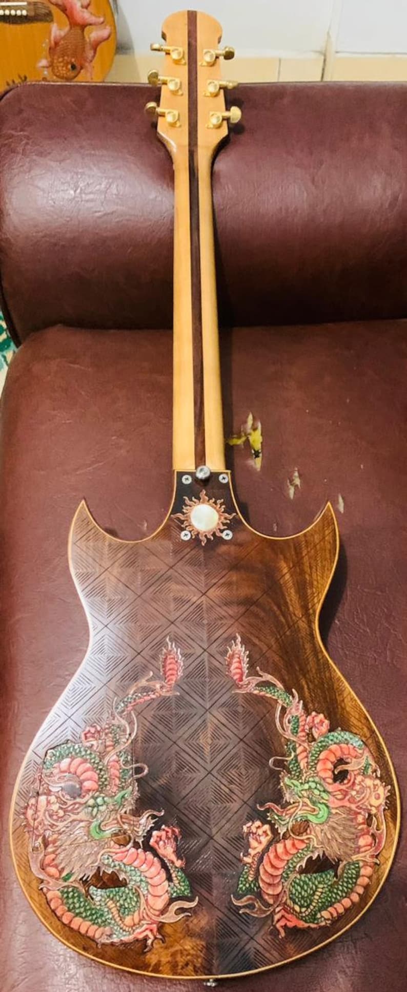 Blueberry Handmade Electric Guitar Dragon Motif - With Balinese ...