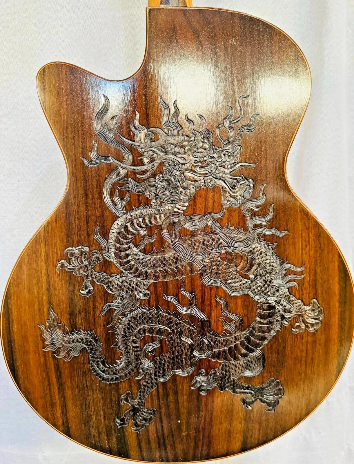 Handmade 12-string Acoustic Guitar: Golden Dragon Inlay, Balinese ...