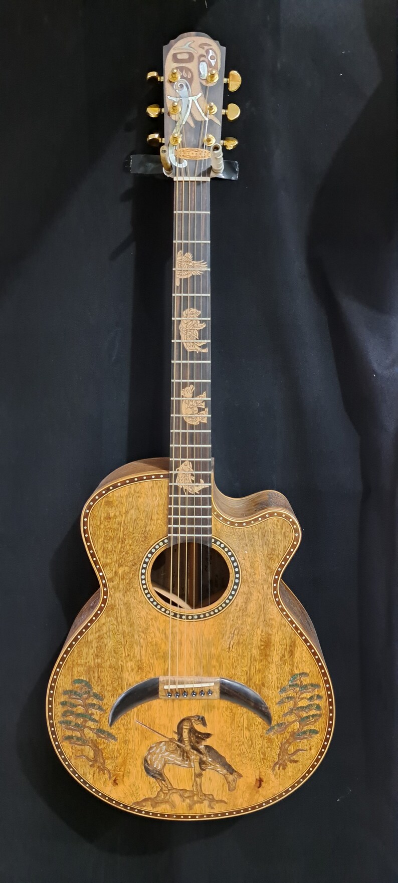 Blueberry Handmade Acoustic Guitar Native Motif Grand Concert Motif - Etsy