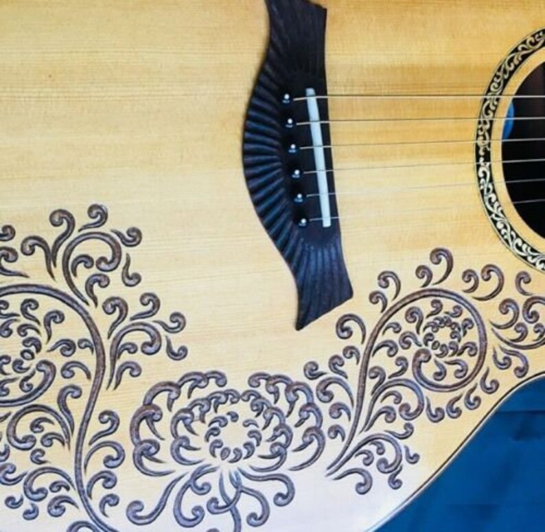 Blueberry Handmade Acoustic Guitar - Grand Concert - Sunflower Motif - Etsy