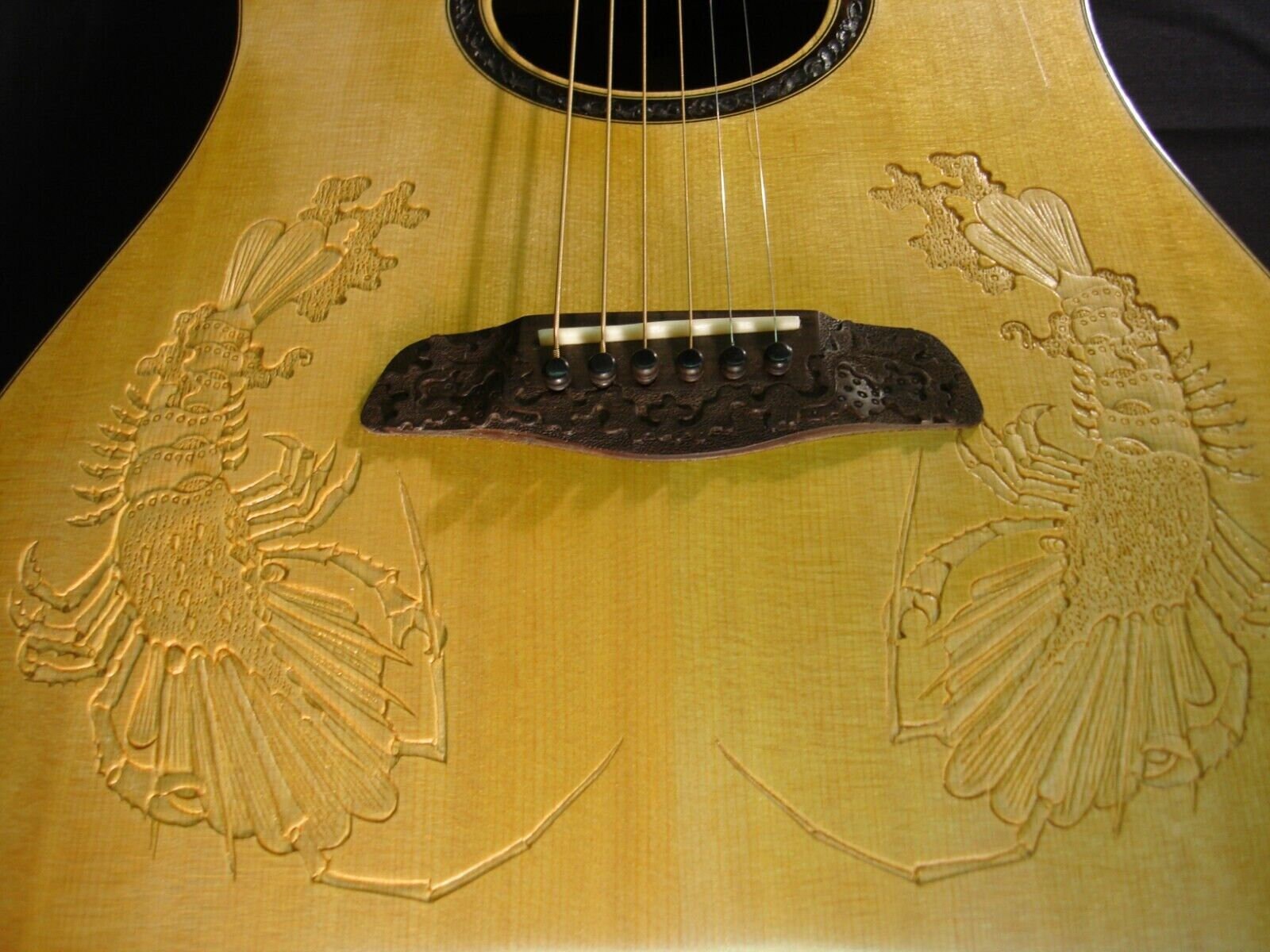 Blueberry Handmade Acoustic Guitar Dreadnought Lobster Motif With ...