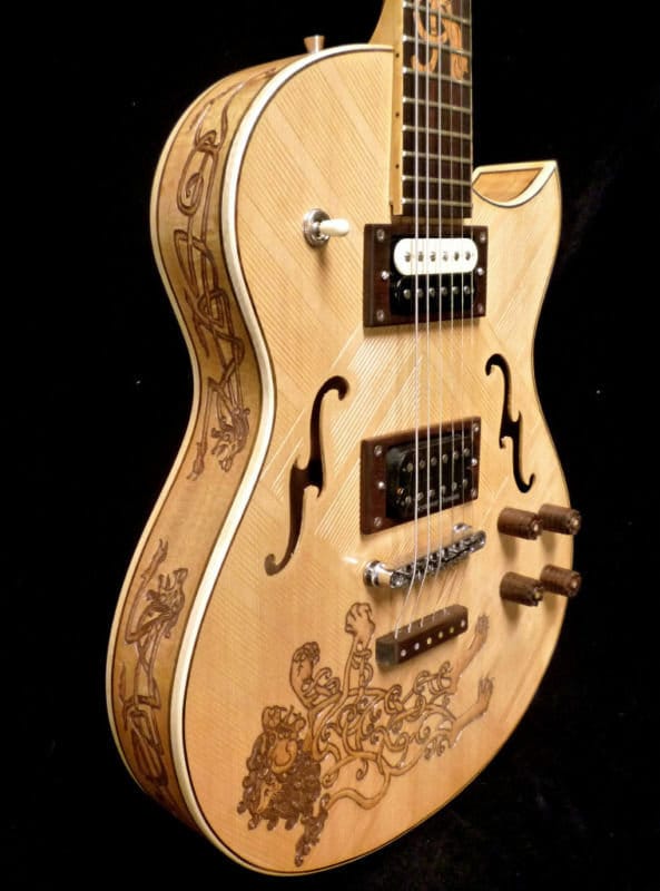 Blueberry Handmade Hollow Body Electric Guitar With Alaskan Spruce ...