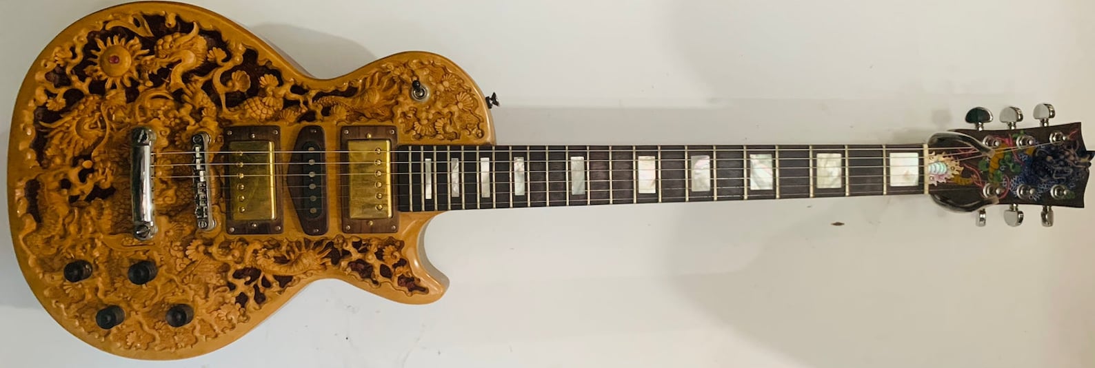 Handmade Dragon Electric Guitar: Balinese Carved Mahogany With Ruby - Etsy