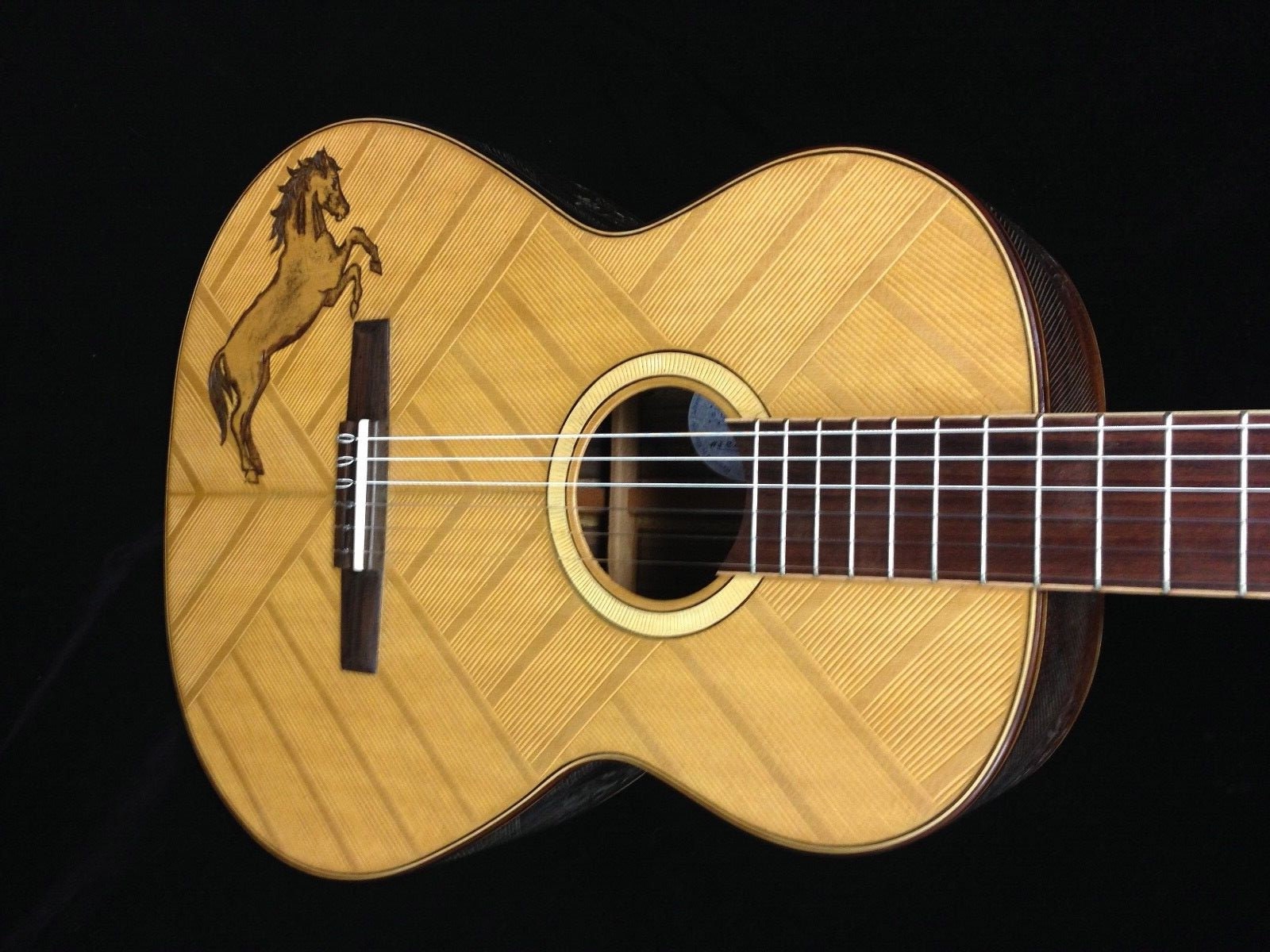 Blueberry Handmade Classical Guitar Nylon Strings Horses Motif - Built ...