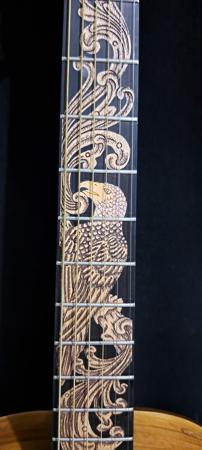 Blueberry Handmade Acoustic Guitar Grand Concert Bird Motif - in Stock ...