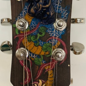Handmade Dragon Electric Guitar: Balinese Carved Mahogany With Ruby - Etsy